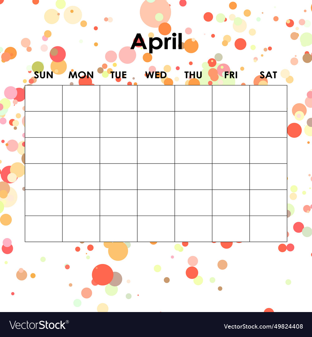 April calendar planner corporate week template Vector Image