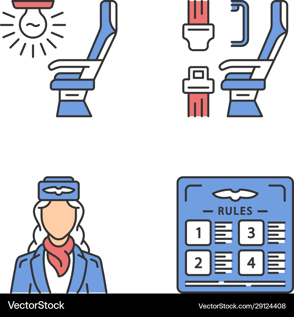 Aviation services color icons set Royalty Free Vector Image