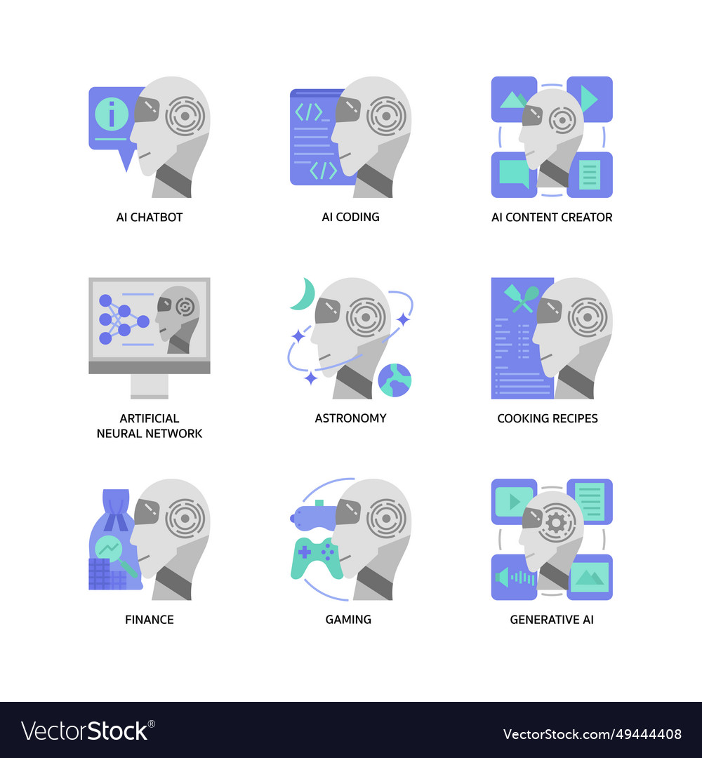 Generative Ai Icon Set Royalty Free Vector Image