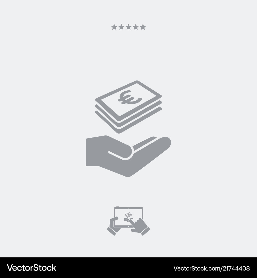 Giving euro banknotes - minimal icon Royalty Free Vector