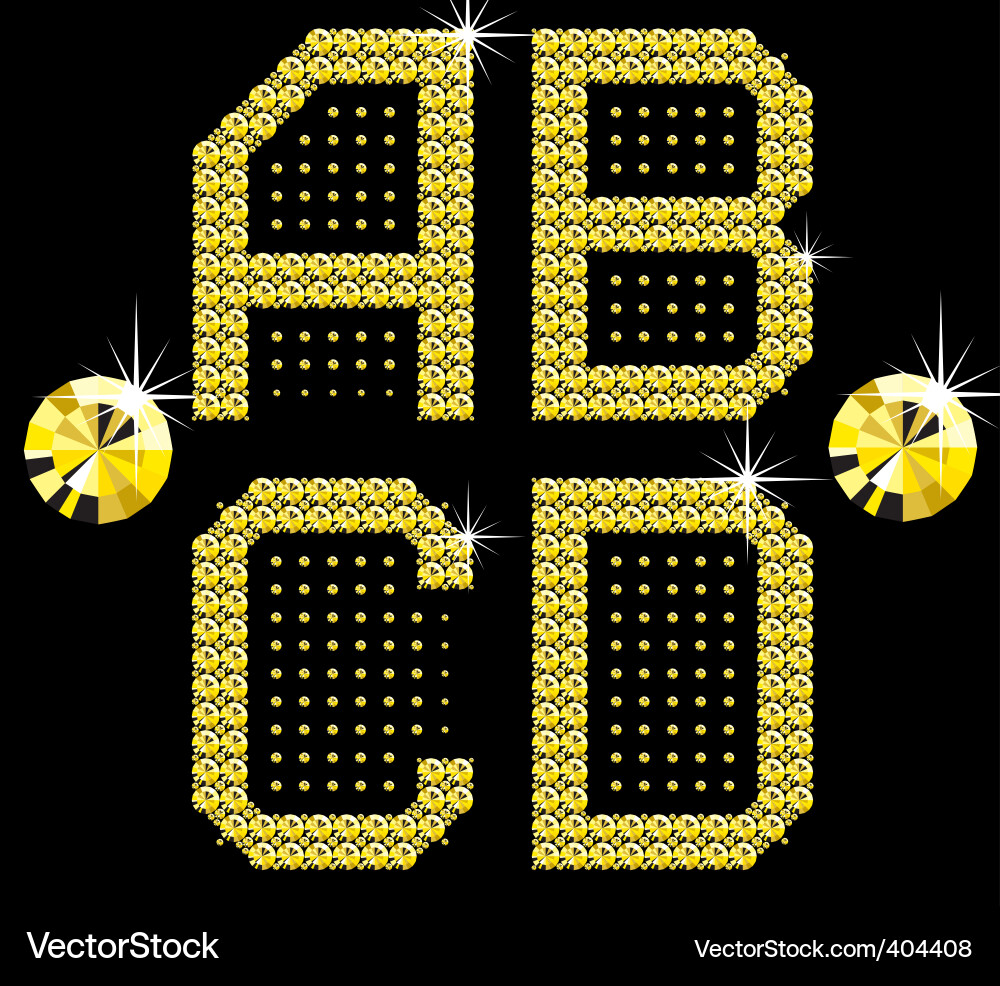 Golden digital diamond alphabet new Royalty Free Vector