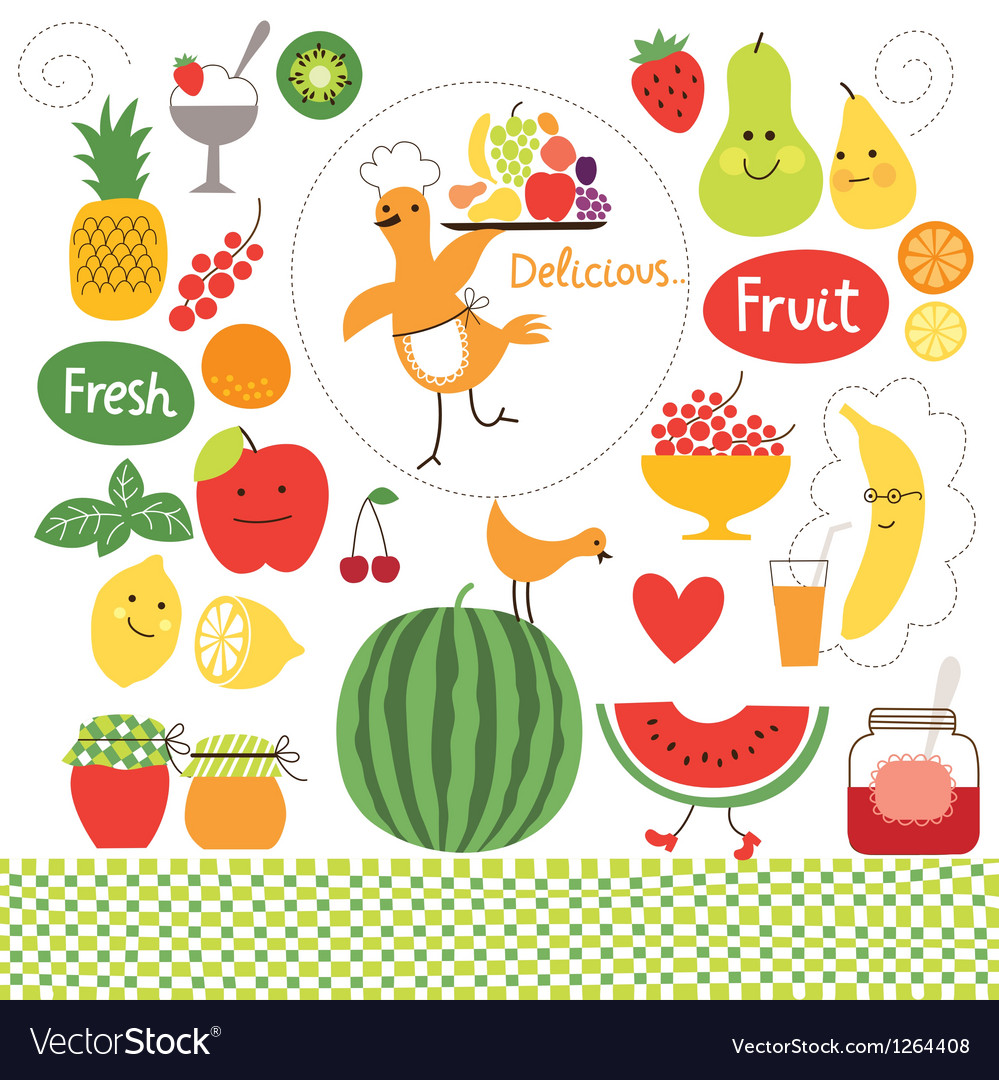 Healthy eating fruits food collect Royalty Free Vector Image