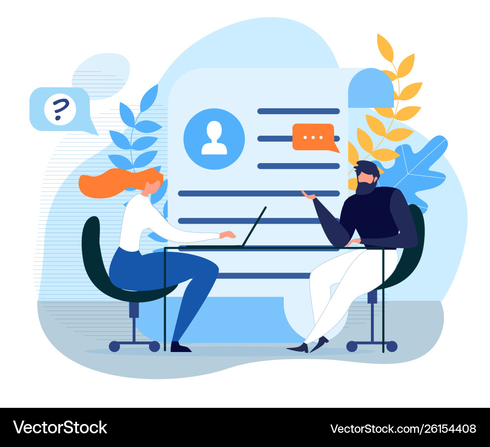 Hr specialist has interview with job applicant Vector Image