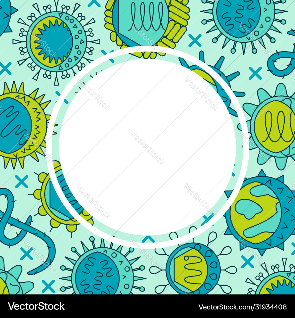Human viruses poster in colored line style Vector Image