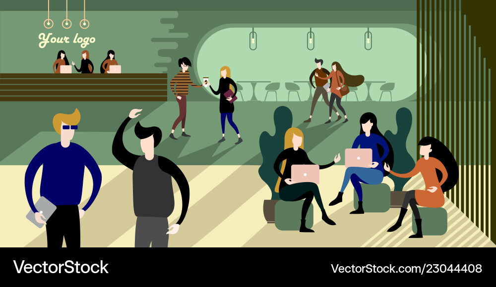 Modern urban eco green office interior Royalty Free Vector