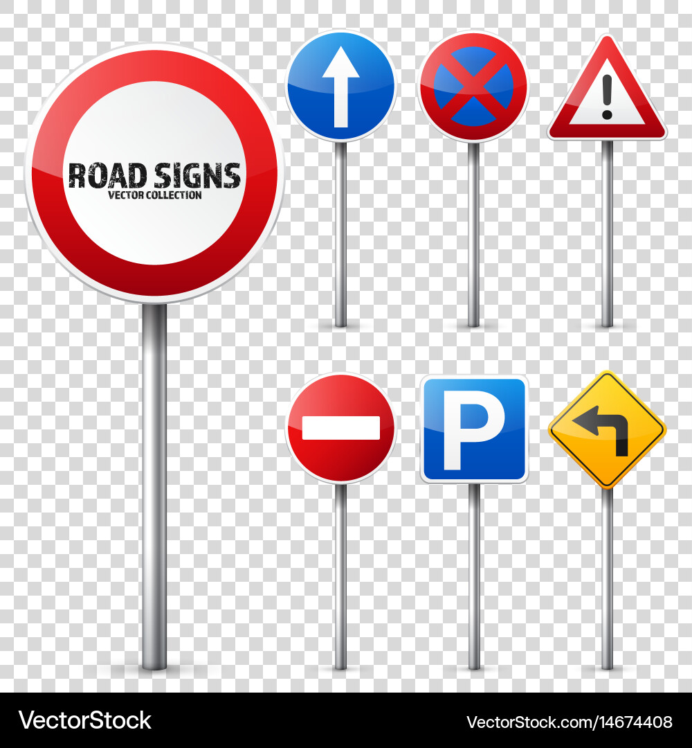 Road signs collection isolated on white background