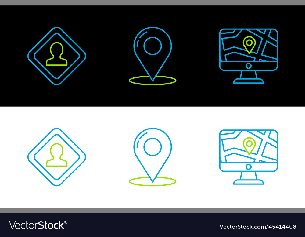 Set line medical map pointer with cross hospital Vector Image Set line medical map pointer with cross hospital Vector Image