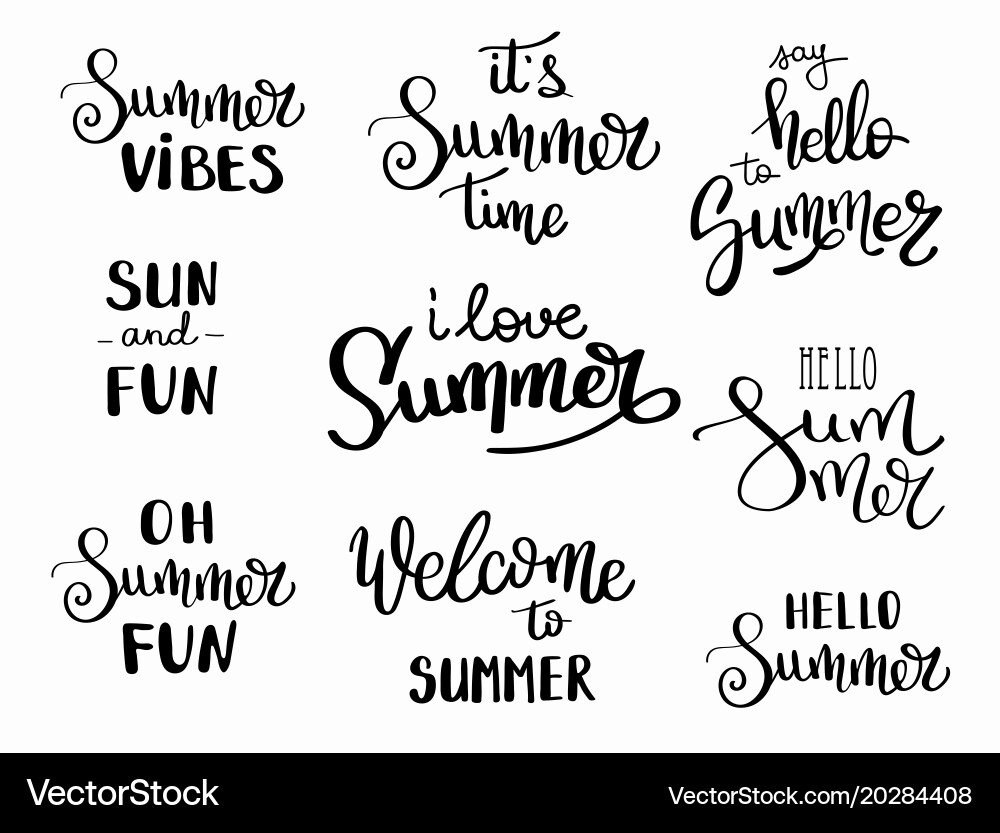 Summer hand drawn brush letterings Royalty Free Vector Image