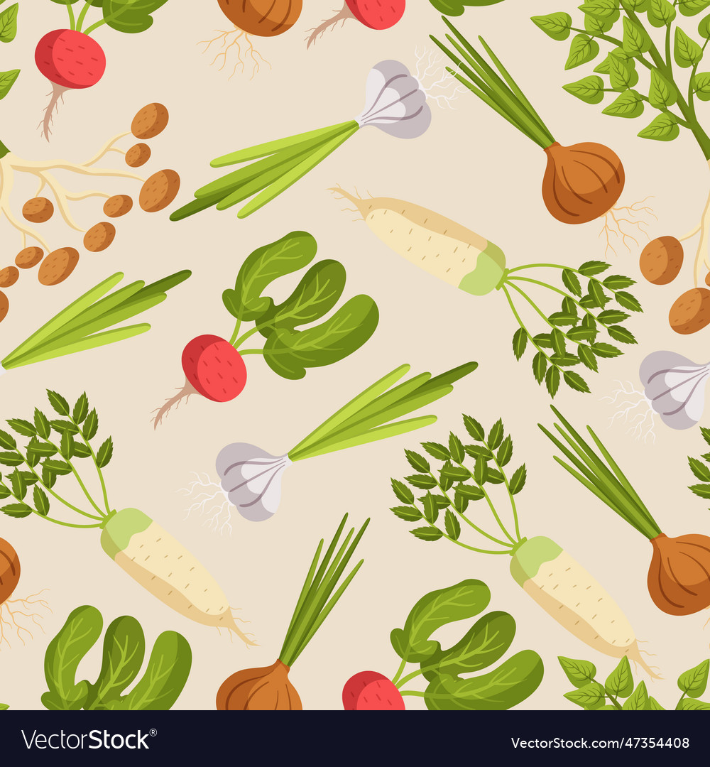 Vibrant and lively vegetable seamless pattern Vector Image