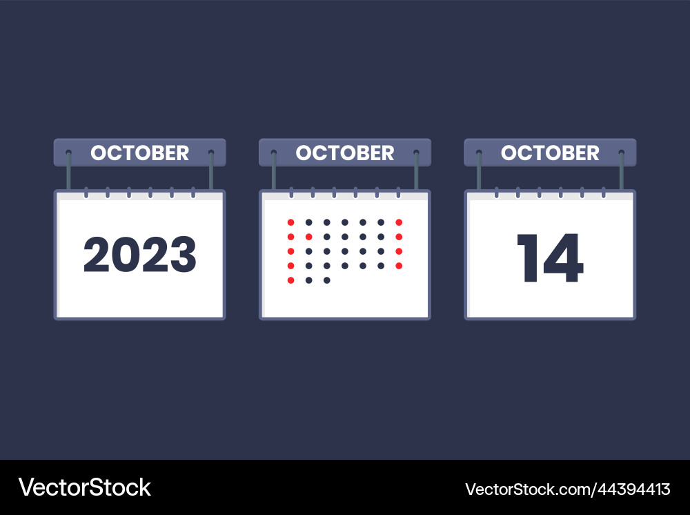 2023 calendar design october 14 icon 14th october Vector Image