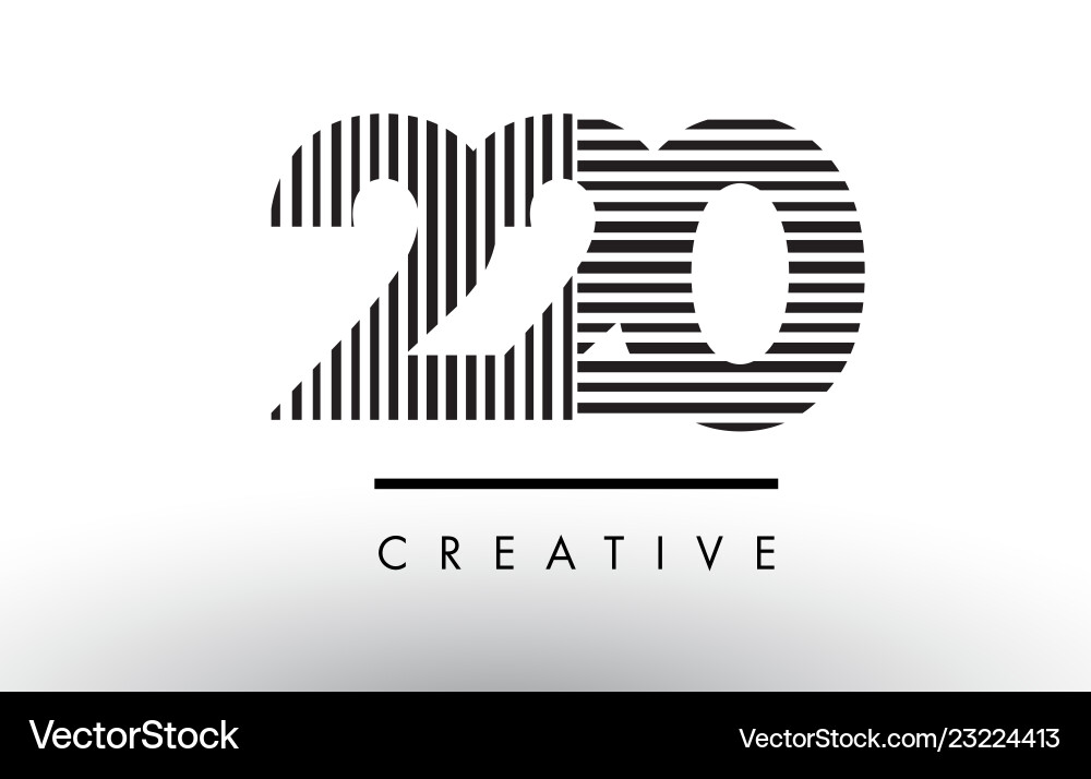 220 black and white lines number logo design Vector Image