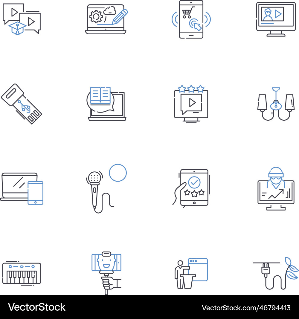 Circuitry line icons collection conductivity Vector Image
