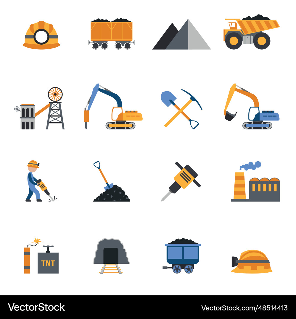 Coal industry icons Royalty Free Vector Image - VectorStock