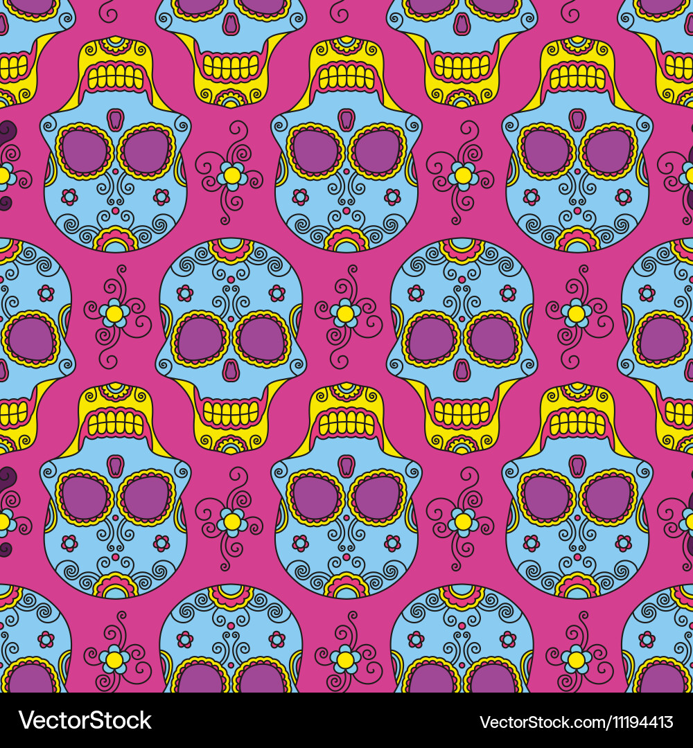 Colored skul pattern Royalty Free Vector Image