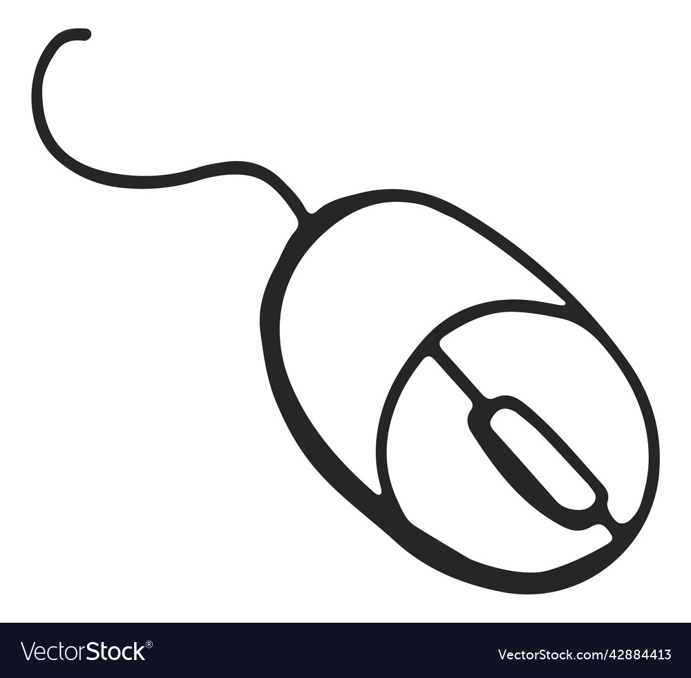 Computer mouse icon control device black doodle Vector Image