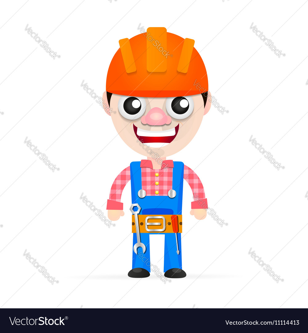 Friendly builder with helmet Royalty Free Vector Image