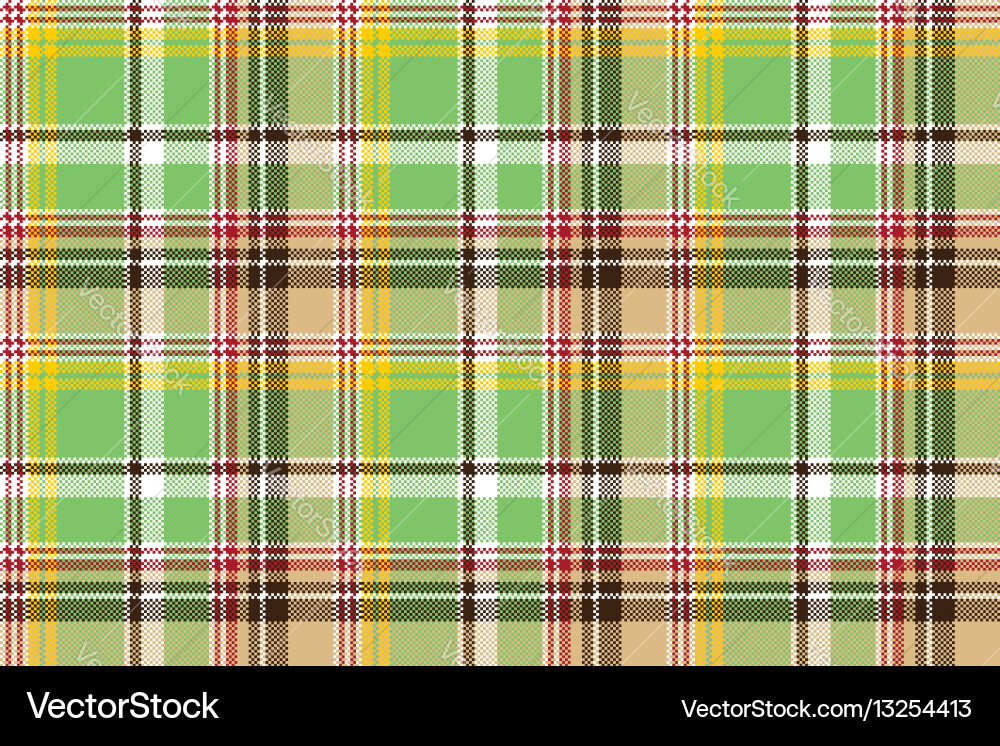 Green plaid pixel texture madras color fabric Vector Image