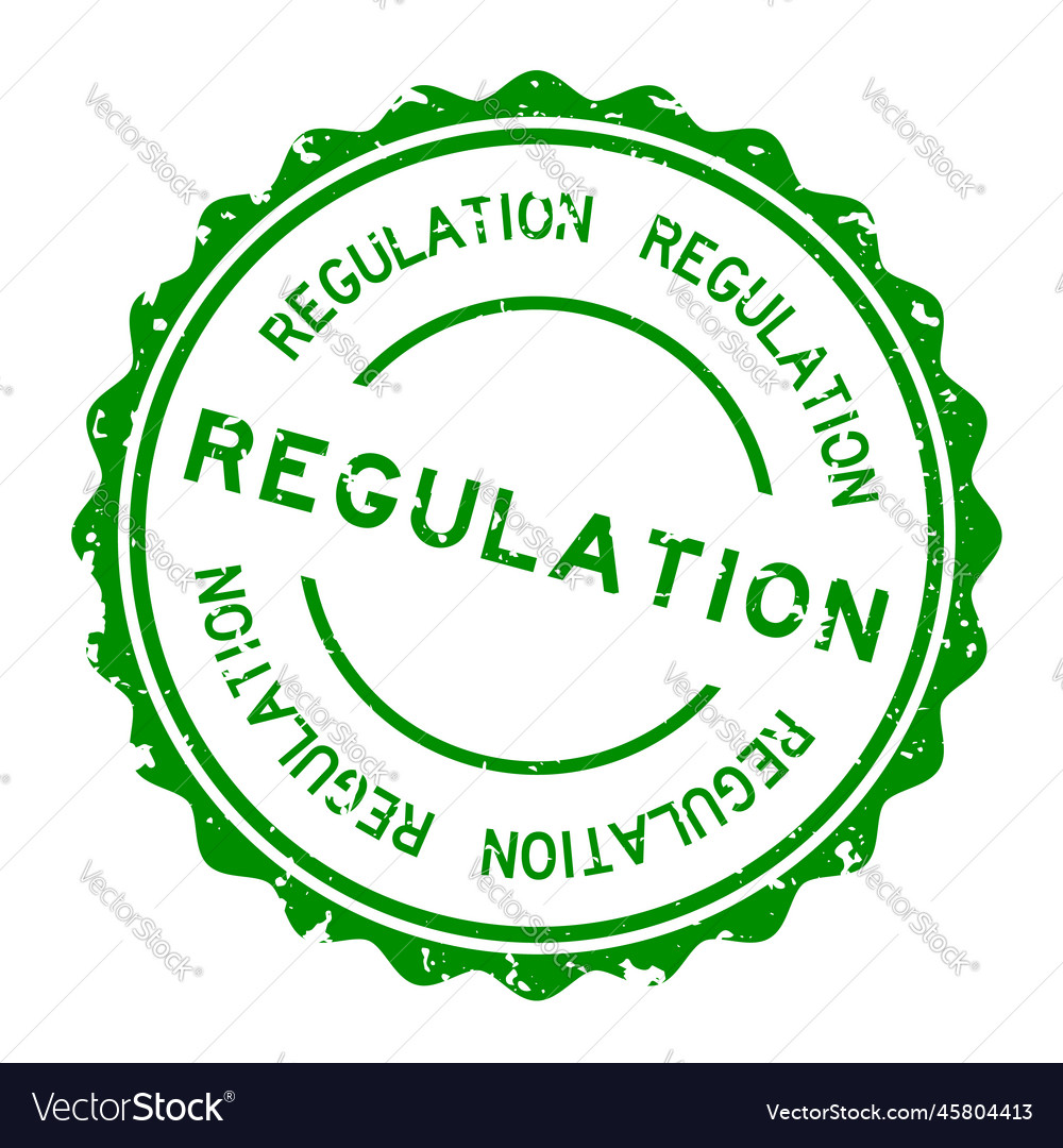 Grunge green regulation word round rubber seal Vector Image