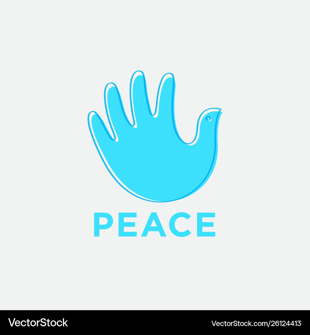 Hand breadth like blue pigeon with contour Vector Image