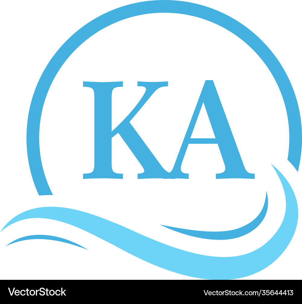 Ka lettering logo design in water wave modern Vector Image