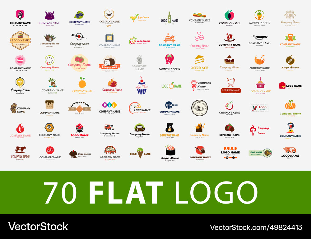 Logo mega collection food and drink set Royalty Free Vector