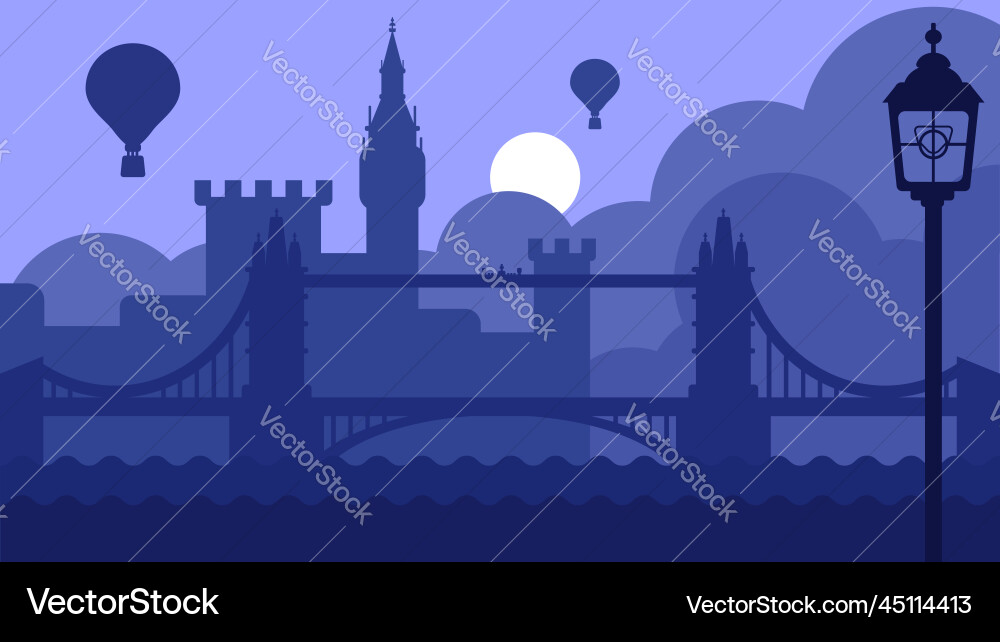 London landscape with castle and river Royalty Free Vector