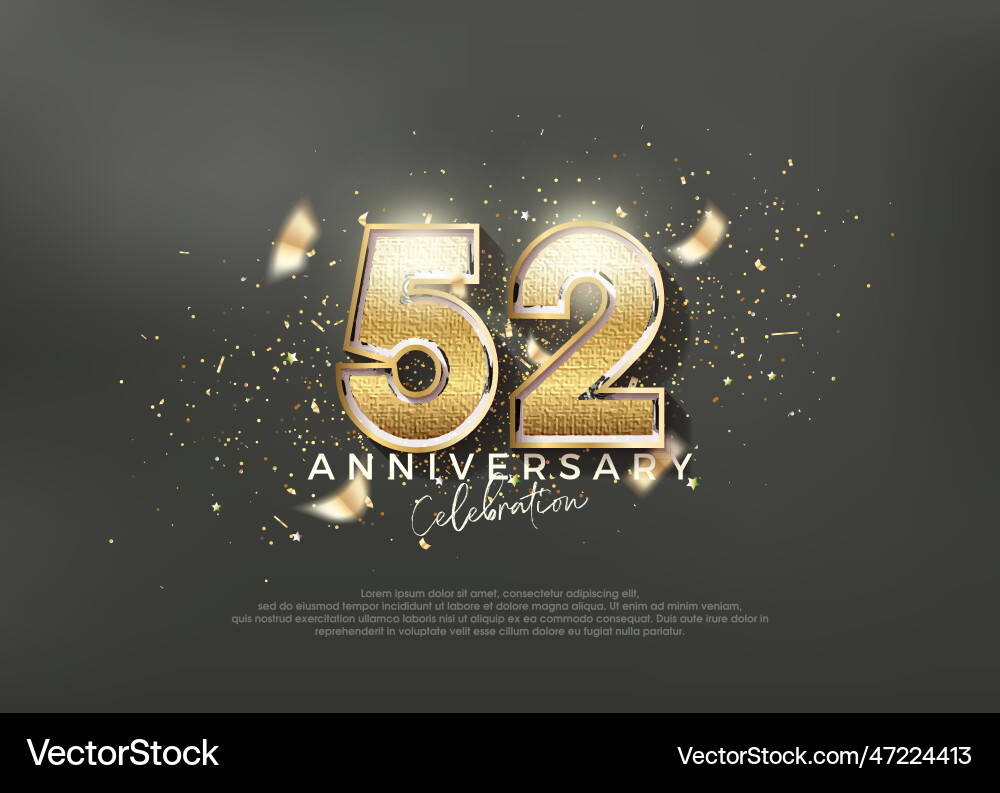 Luxurious and elegant number 52nd premium design Vector Image