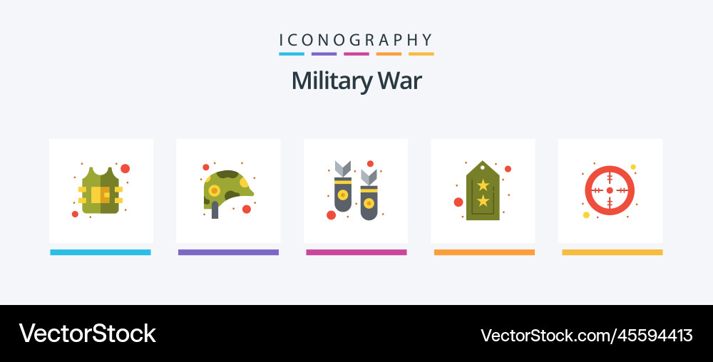 Military war flat 5 icon pack including army star Vector Image