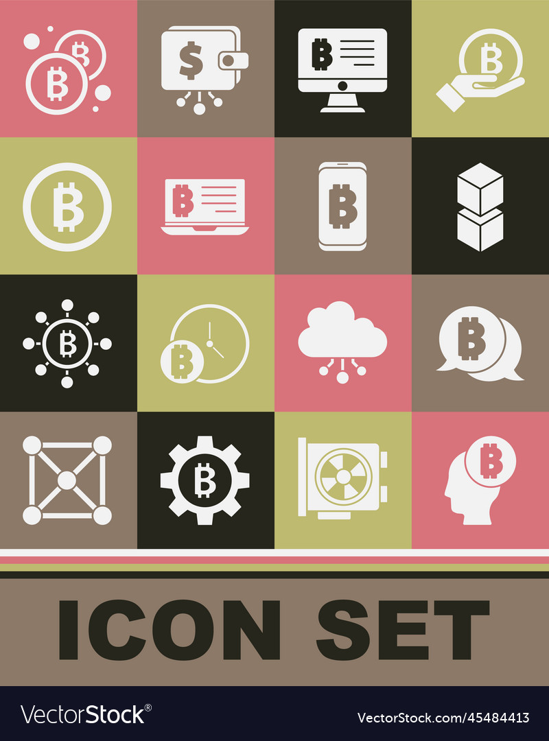 Set bitcoin think blockchain technology mining Vector Image