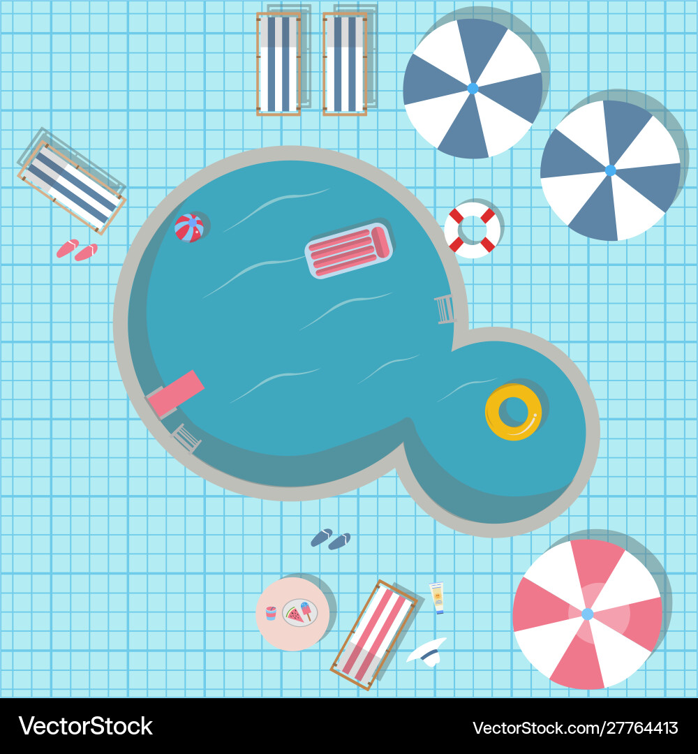 Swimming pool with toys like rubber ring Vector Image