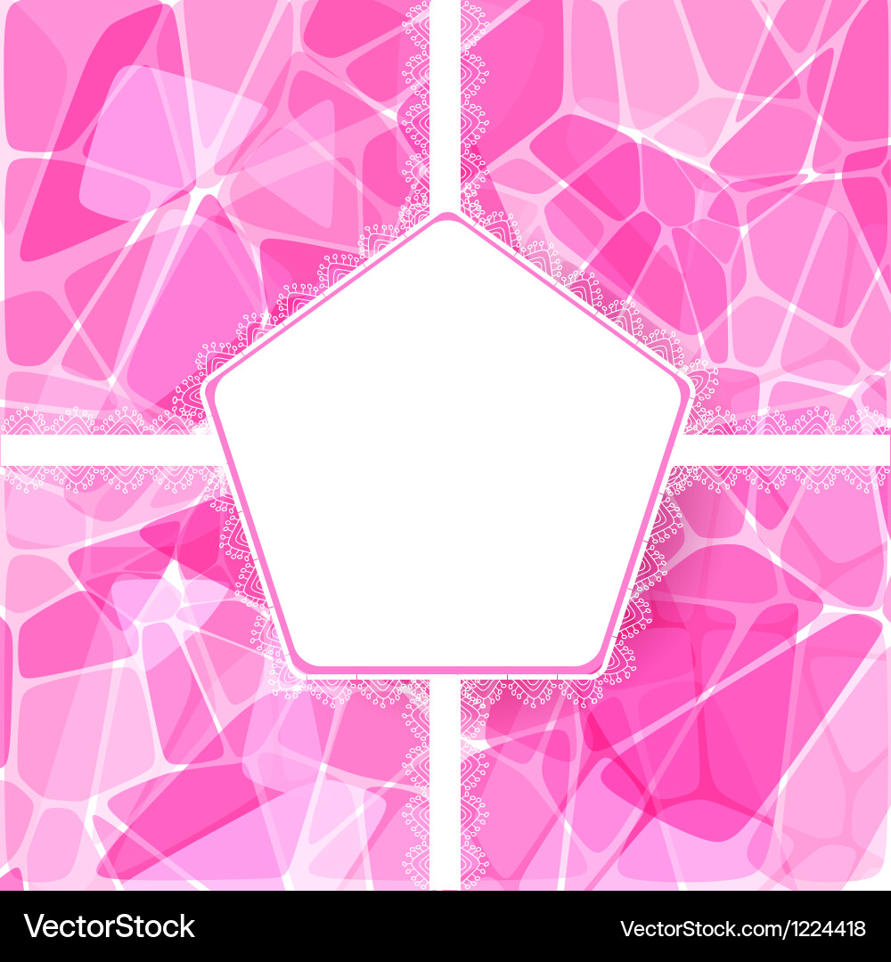 Abstract pink card with lace label Royalty Free Vector Image