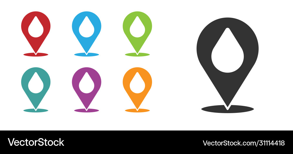 Black water drop with location icon isolated Vector Image