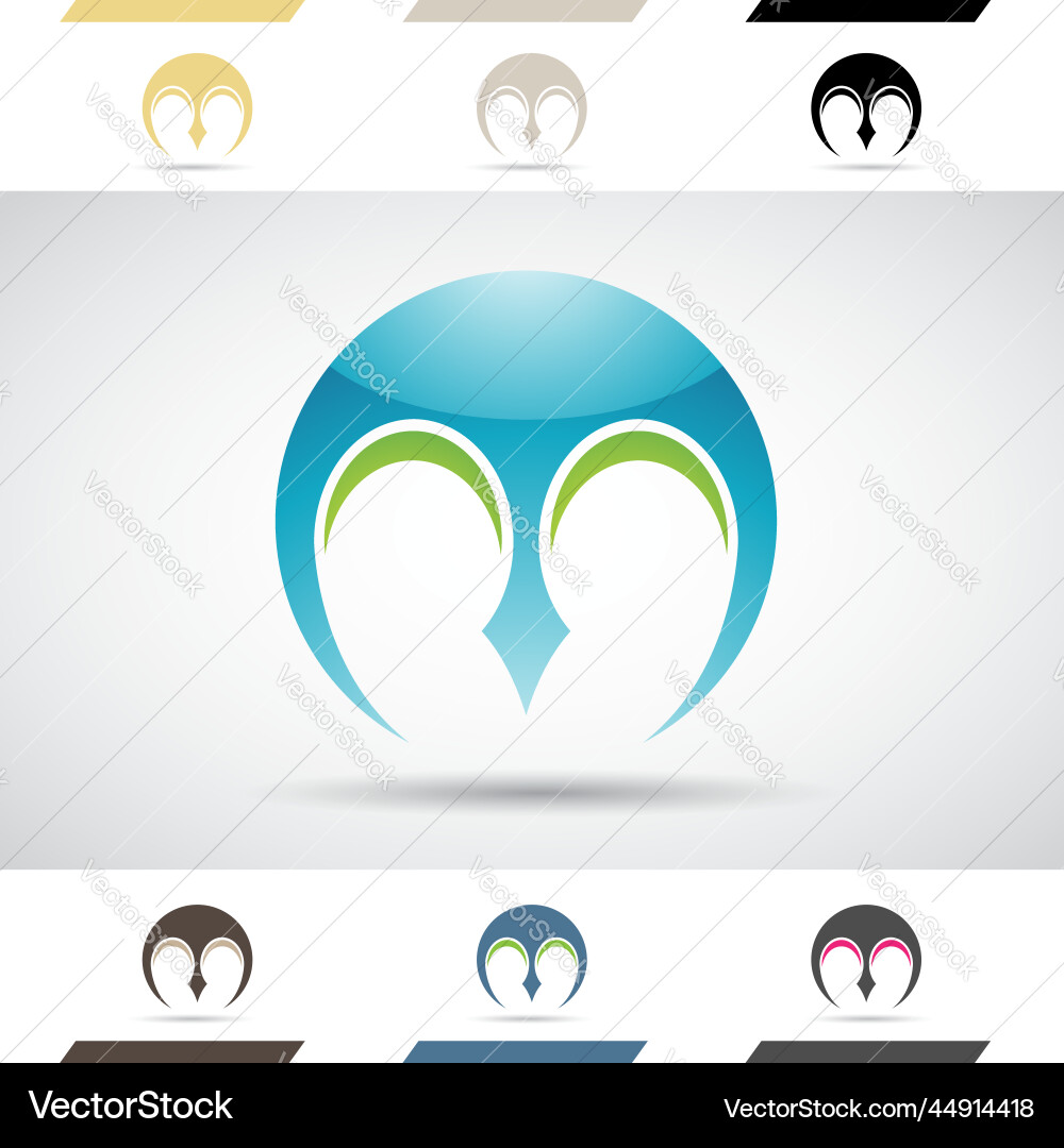 Blue and green glossy abstract logo icon Vector Image