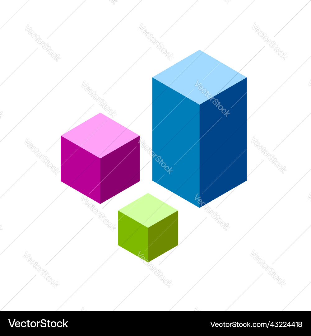 Cube 3d isometric square boxes Royalty Free Vector Image