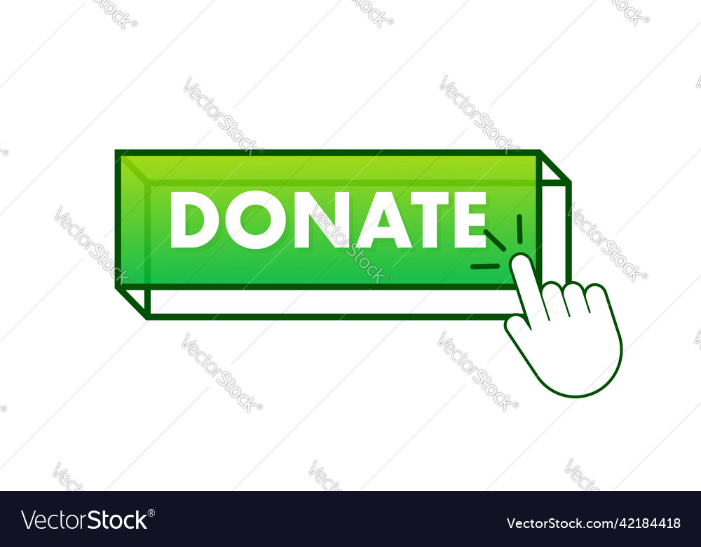 Donate with cursor button internet icon pointer Vector Image