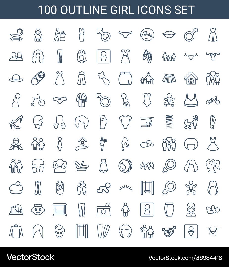 Girl icons Royalty Free Vector Image - VectorStock