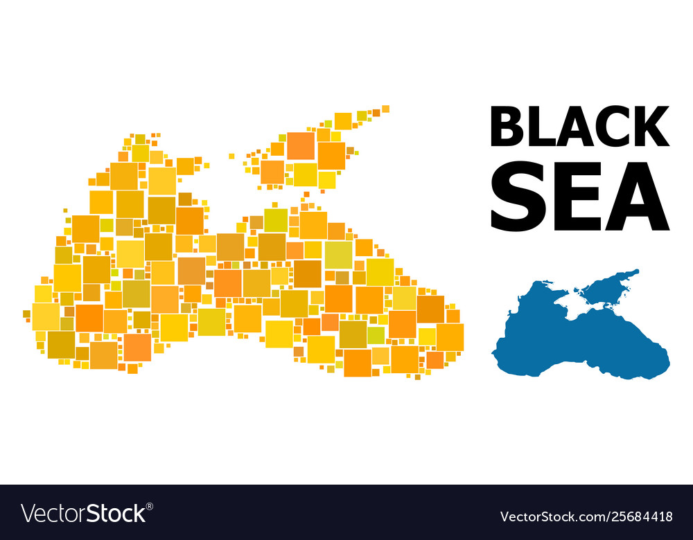 Golden square mosaic map black sea Royalty Free Vector Image