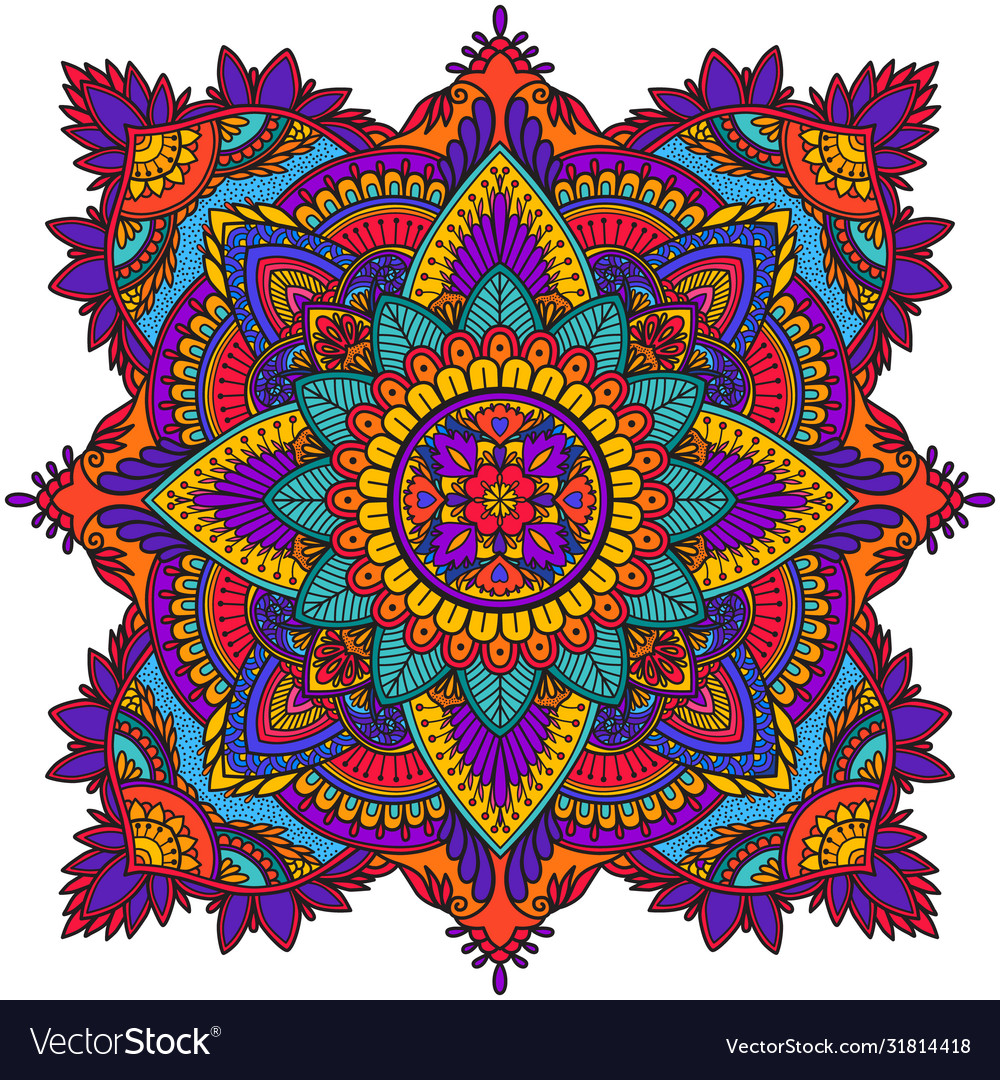Hand drawn doodle mandala floral Royalty Free Vector Image