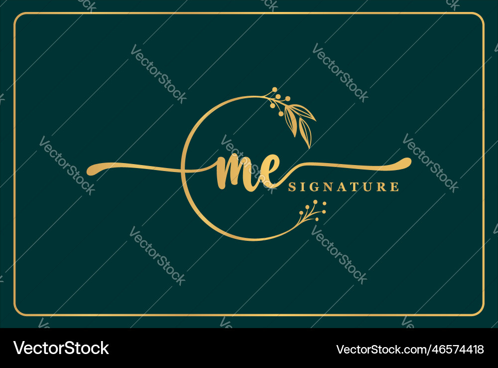 Luxury gold signature initial me logo design Vector Image
