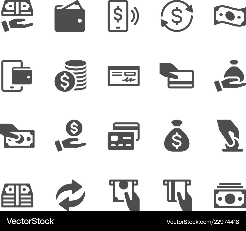 Money glyph icons Royalty Free Vector Image - VectorStock
