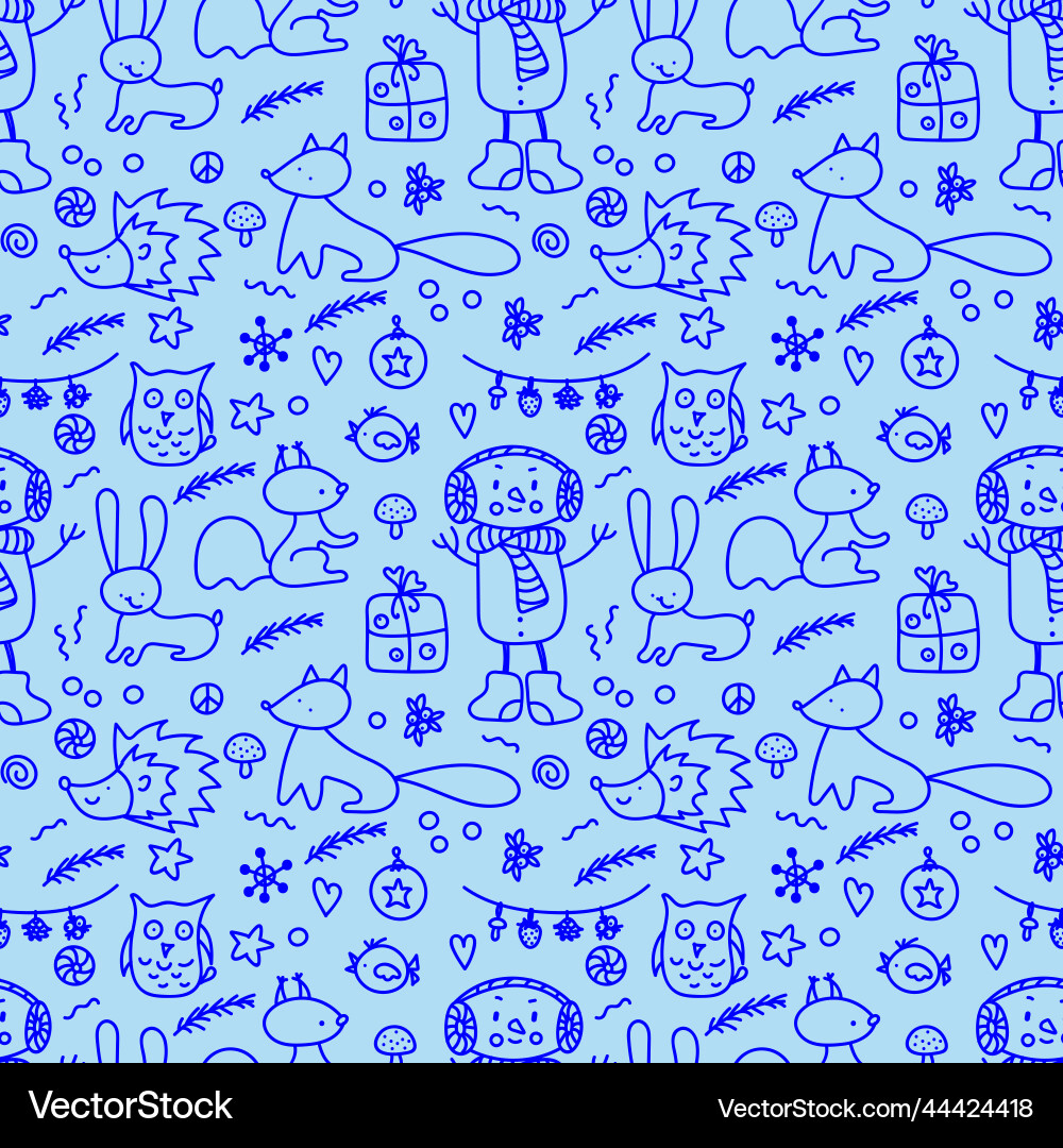 Pattern in doodle style of animals Royalty Free Vector Image