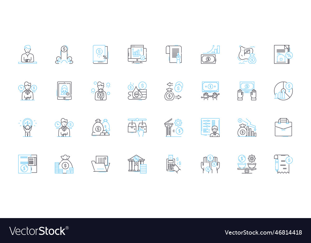 Risk analysis linear icons set probability Vector Image