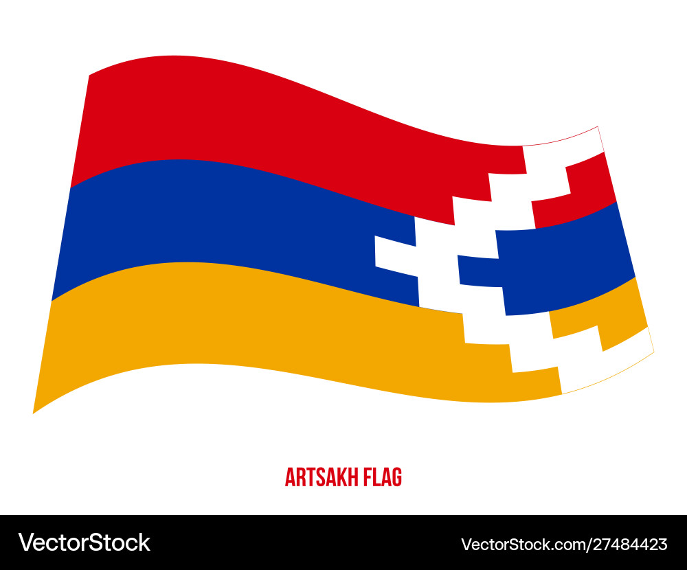 Artsakh flag waving on white background Royalty Free Vector
