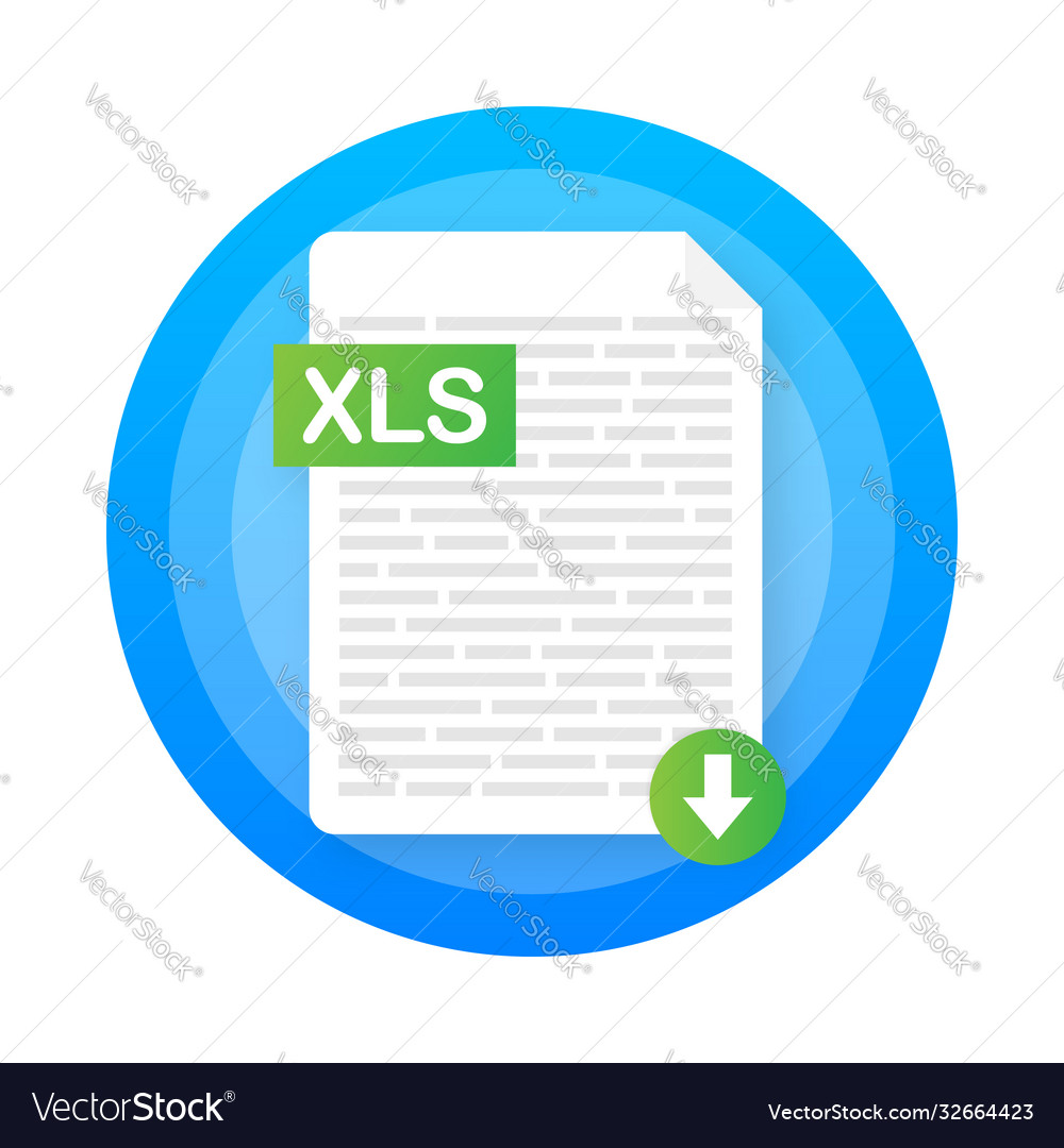Download xls button on laptop screen downloading Vector Image