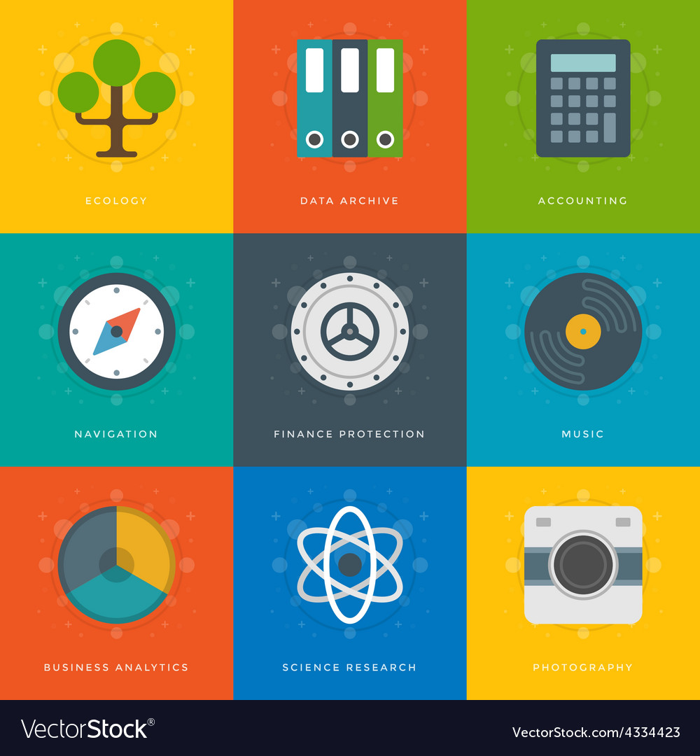 Flat design icons Royalty Free Vector Image - VectorStock