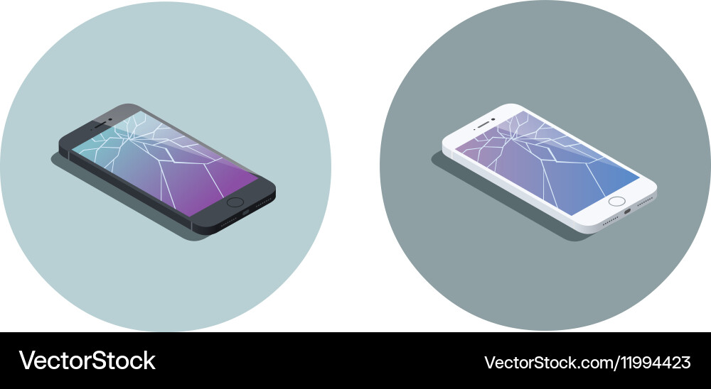 Isometric of smartphone with broken screen Vector Image