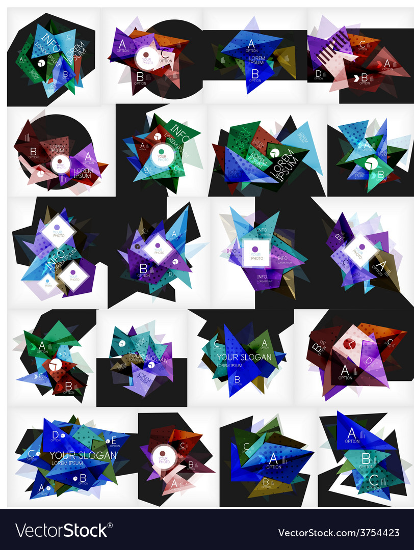 Mega collection of abstract geometric Royalty Free Vector