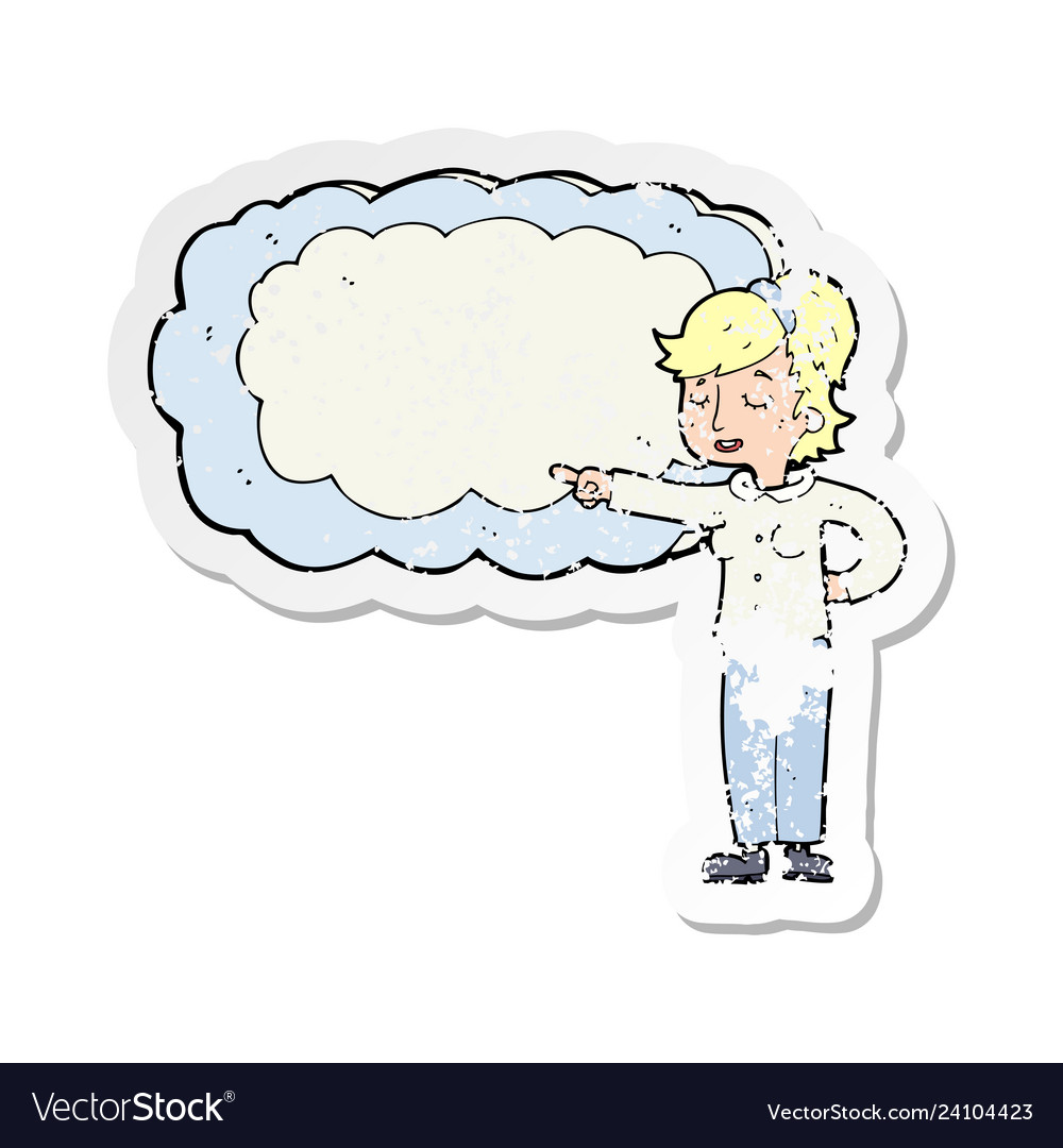 Retro distressed sticker a cartoon woman Vector Image