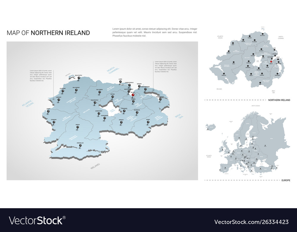 Set northern ireland country isometric 3d map Vector Image