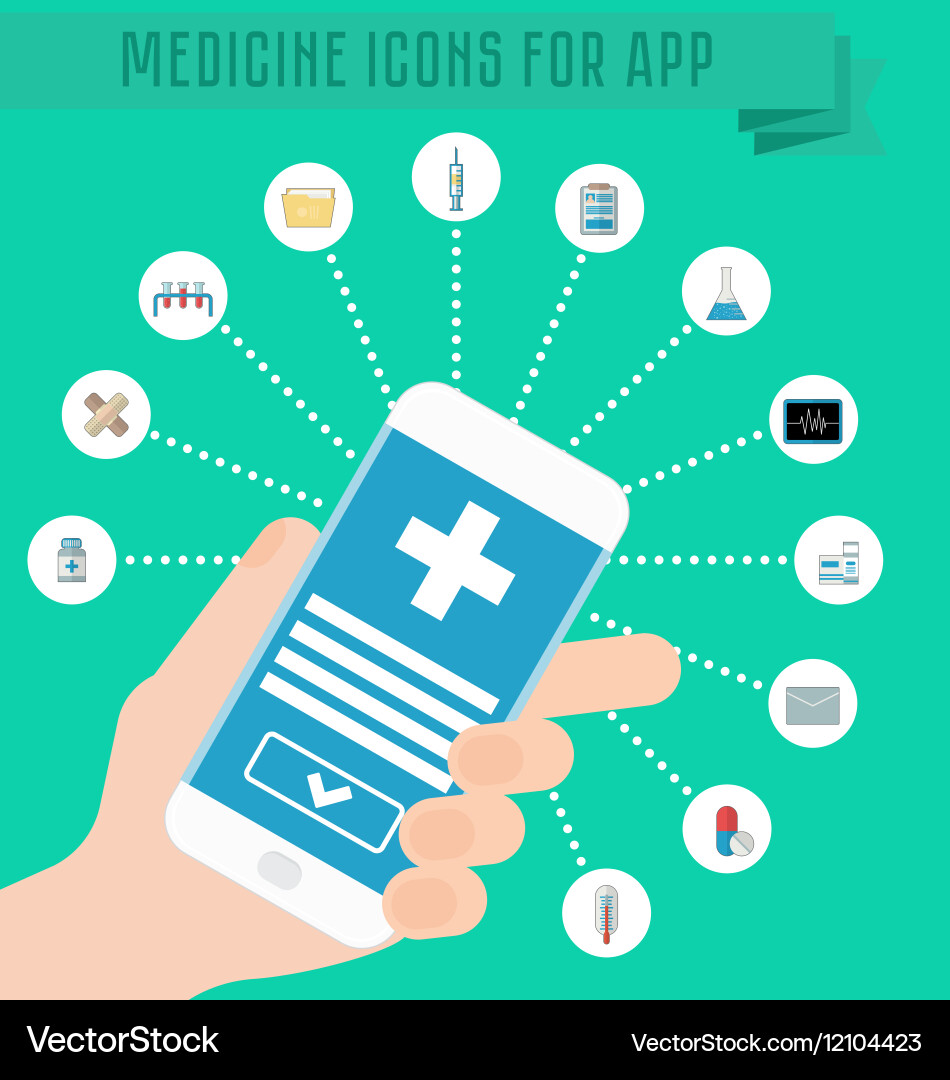 Smartphone in hand medical application on the Vector Image